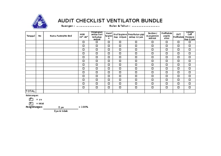 Ventilator Bundle Audit Checklist | PDF | Clinical Medicine | Diseases ...
