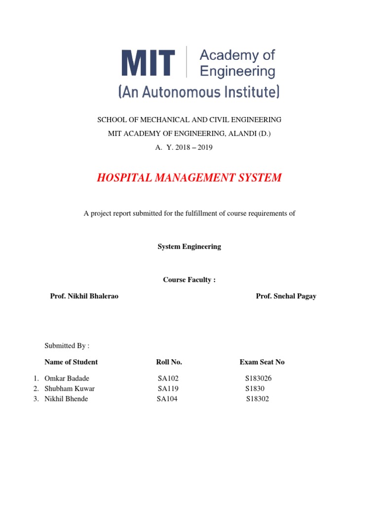 Evs Report | PDF | Systems Engineering | Medical Record