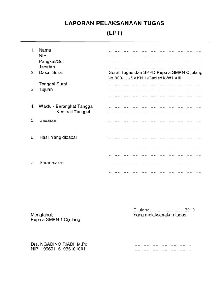 Laporan Pelaksanaan Tugas (LPT) | PDF
