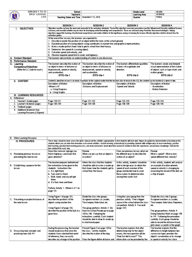 Dll Grade 7 3rd Quarter Edited Pdf Waves Sound