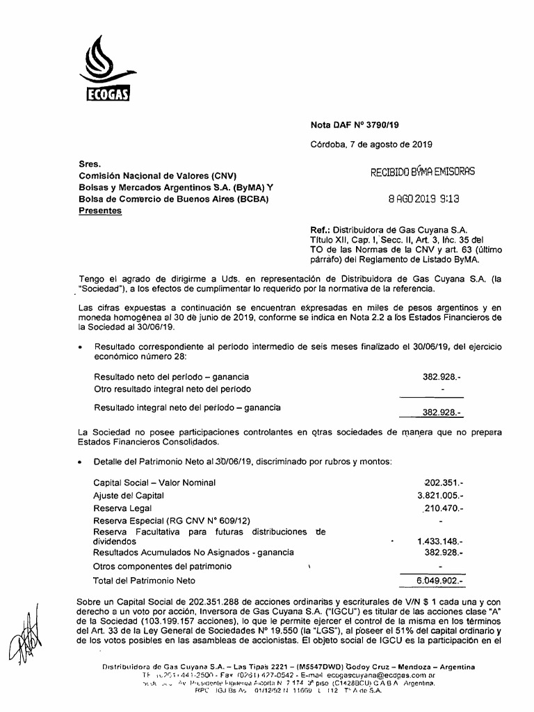 Ganancias de Ecogas | PDF | Bolsa de Valores | Valores de renta variable