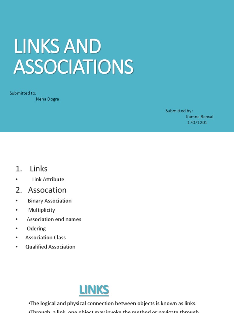 Links and Associations | PDF | Class (Computer Programming) | Object ...