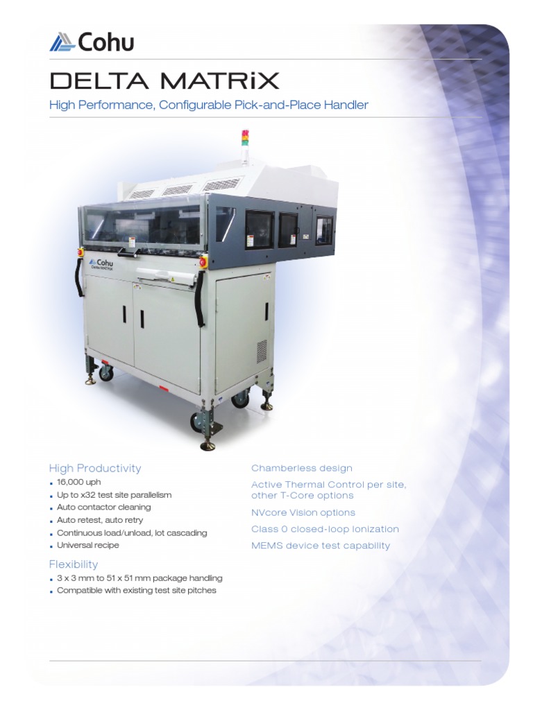 Deltƒ Mƒtrix: High Performance, Configurable Pick-and-Place Handler ...