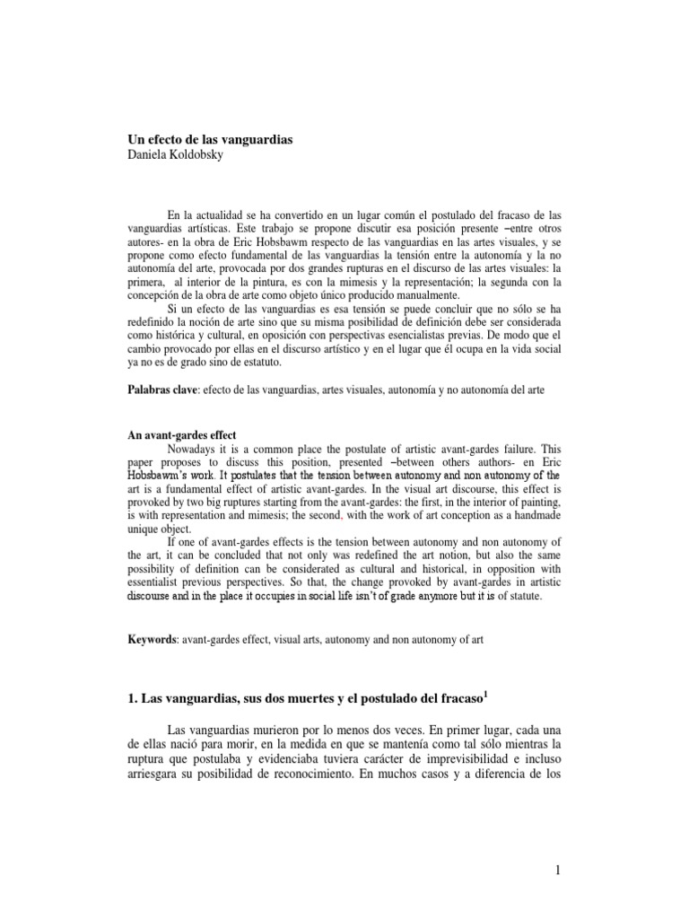 Koldobsky, Un Efecto de Las Vanguardias | PDF | Vanguardia | Pinturas