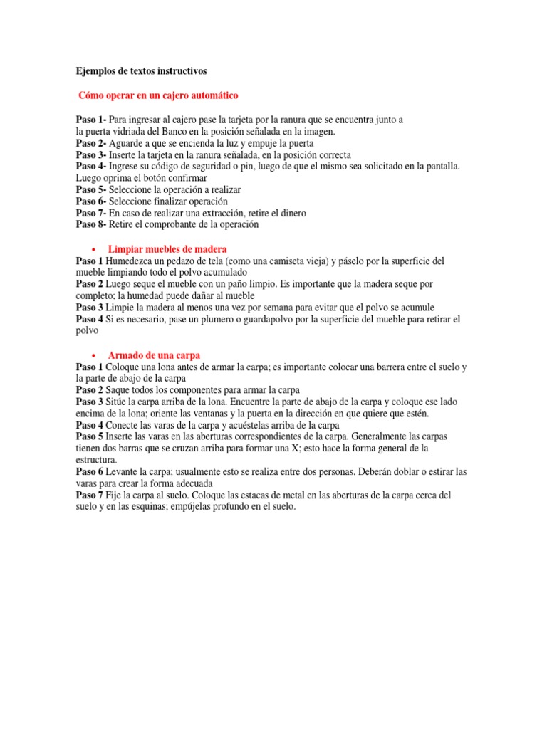 Ejemplos de Textos Instructivos | PDF | Yo sintoniza