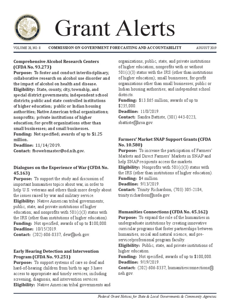 Grant Alert Aug | PDF | United States Department Of Agriculture ...