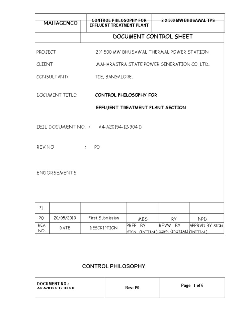 Document Control Sheet: Mahagenco | PDF | Programmable Logic Controller ...