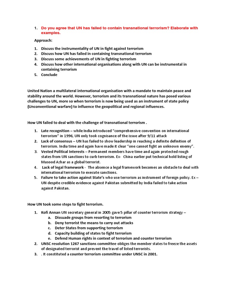 UN's Role in Transnational Terrorism | PDF | Counter Terrorism | United ...
