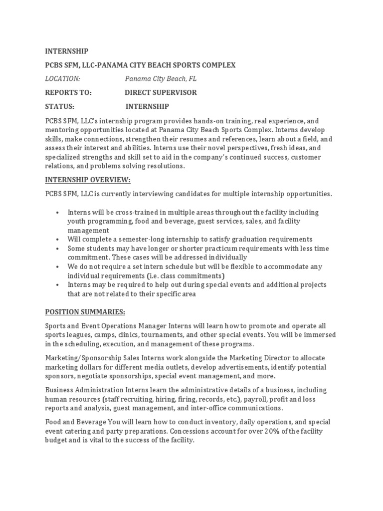 Internship Job Description | PDF | Internship | Job Hunting