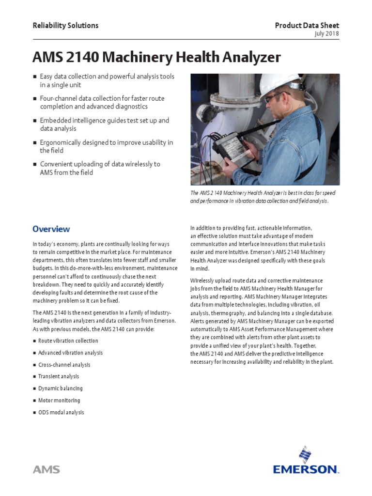 AMS 2140 Machinery Health Analyzer: Product Data Sheet Reliability ...