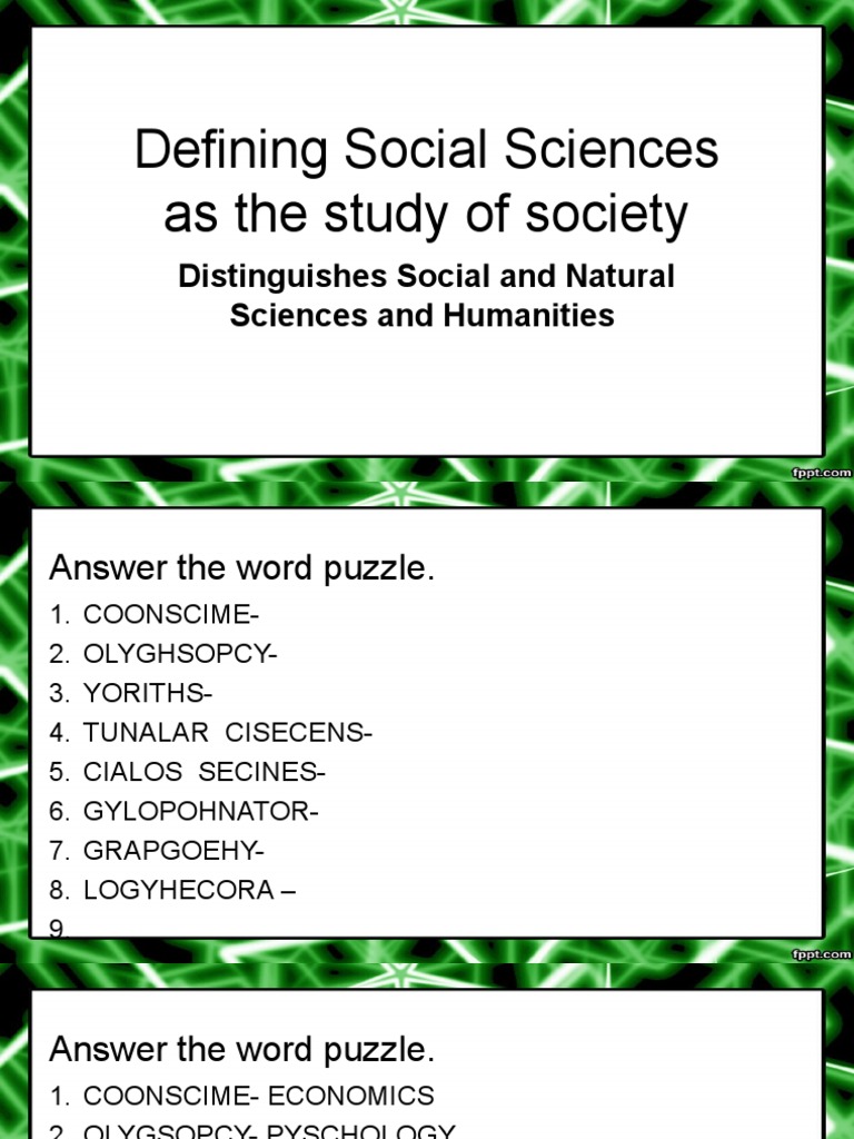 Defining Social Sciences As The Study of Society Lesson 1 Day 4 | PDF