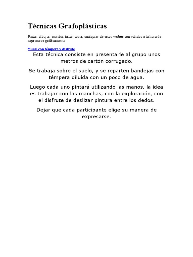 Técnicas de Grafoplastica para Niños | PDF | Pinturas | Dibujo