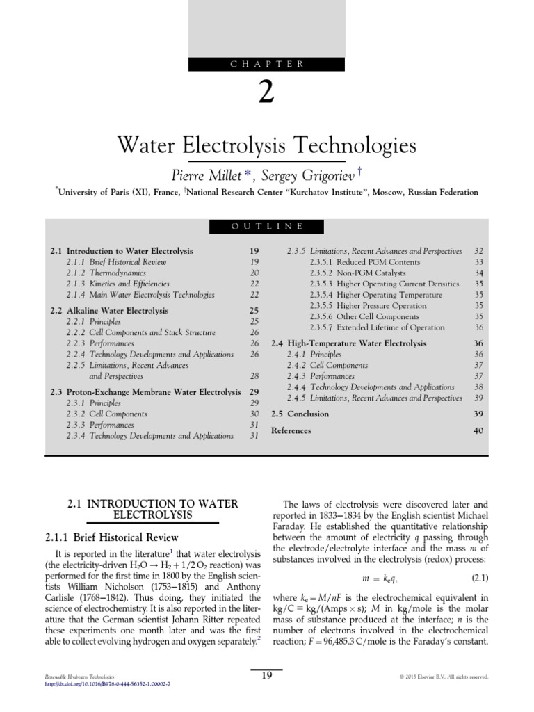 Water Electrolysis Technologies-2013 PDF | PDF | Electrochemistry | Hydrogen