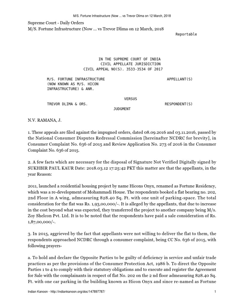 Fortune Infrastructure v. Trevor D'lima Case | PDF | Damages | Breach ...