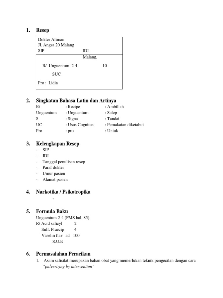Contoh Resep Salep Racikan Dokter | PDF