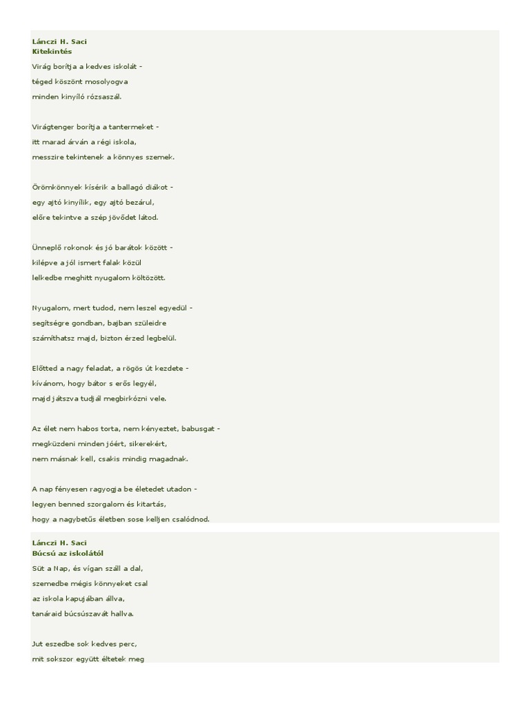 Ballagási Versek | PDF