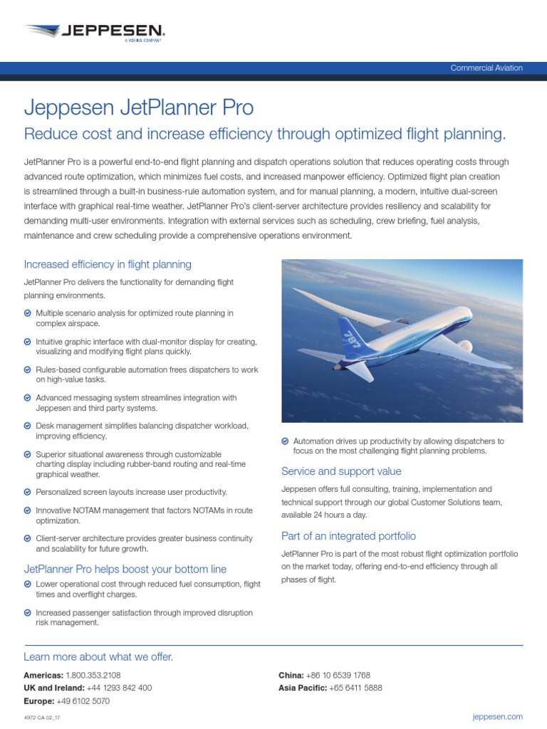 Jetplanner Pro Fact Sheet | PDF | Automation | Mathematical Optimization