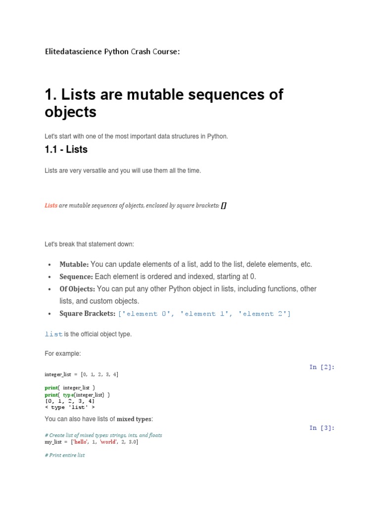 Elitedatascience Python Crash Course Pdf Parameter Computer Programming Control Flow