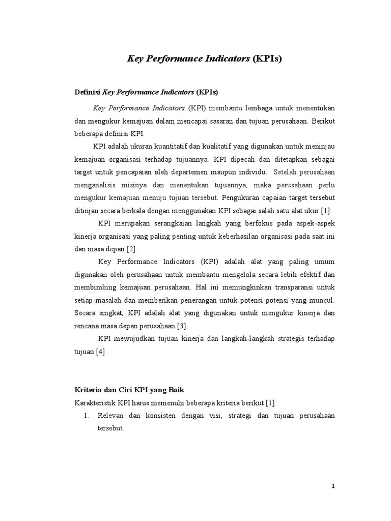 Key Performance Indicator Kpi Pdf