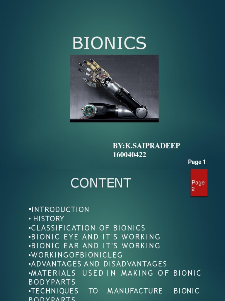Bionics: By:K.Saipradeep 160040422 | PDF | Retina | Senses
