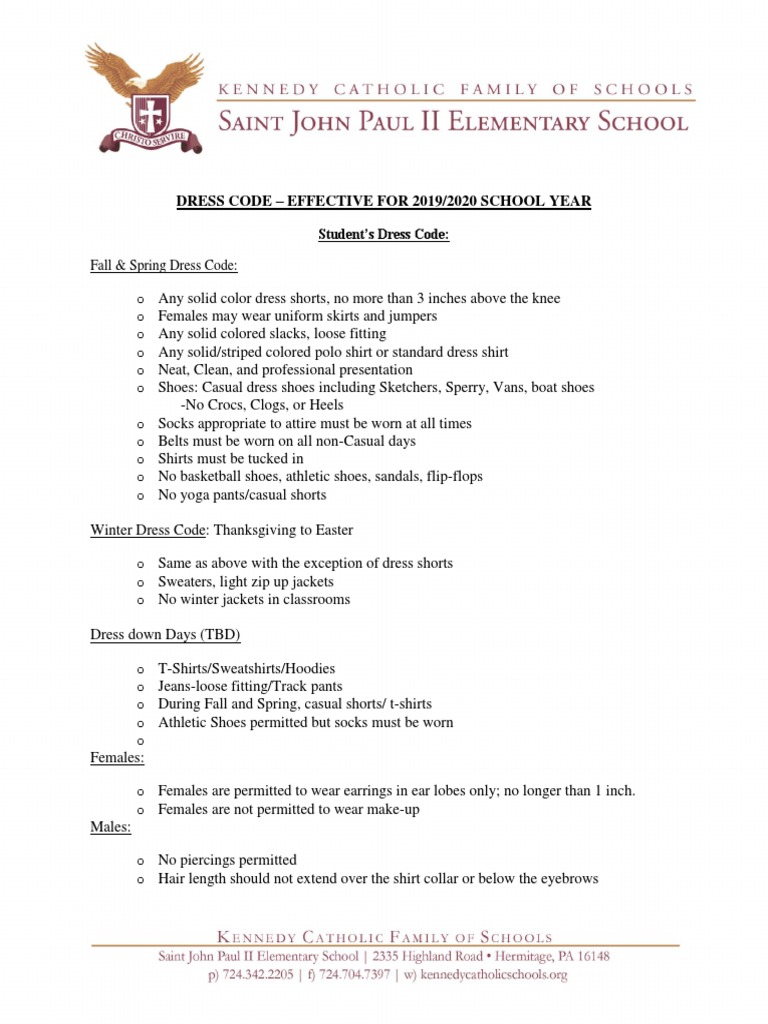 SJPII Student Dress Code | PDF