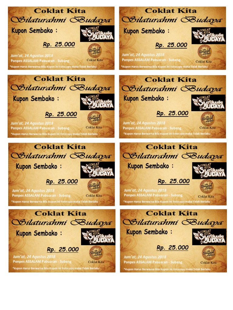 Kartu Kupon Sembako Ponpes Assalam | PDF