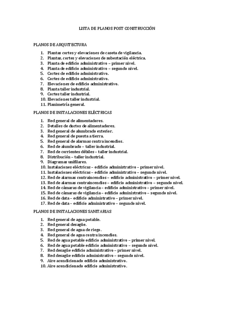 Lista de Planos As Built | PDF | Ajedrez | Juegos y actividades