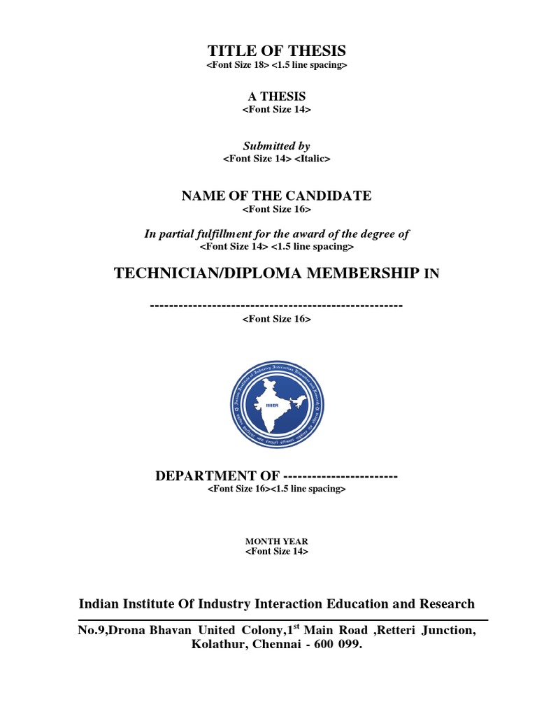 Iiiier Project Format | PDF | Thesis | Vocational Education