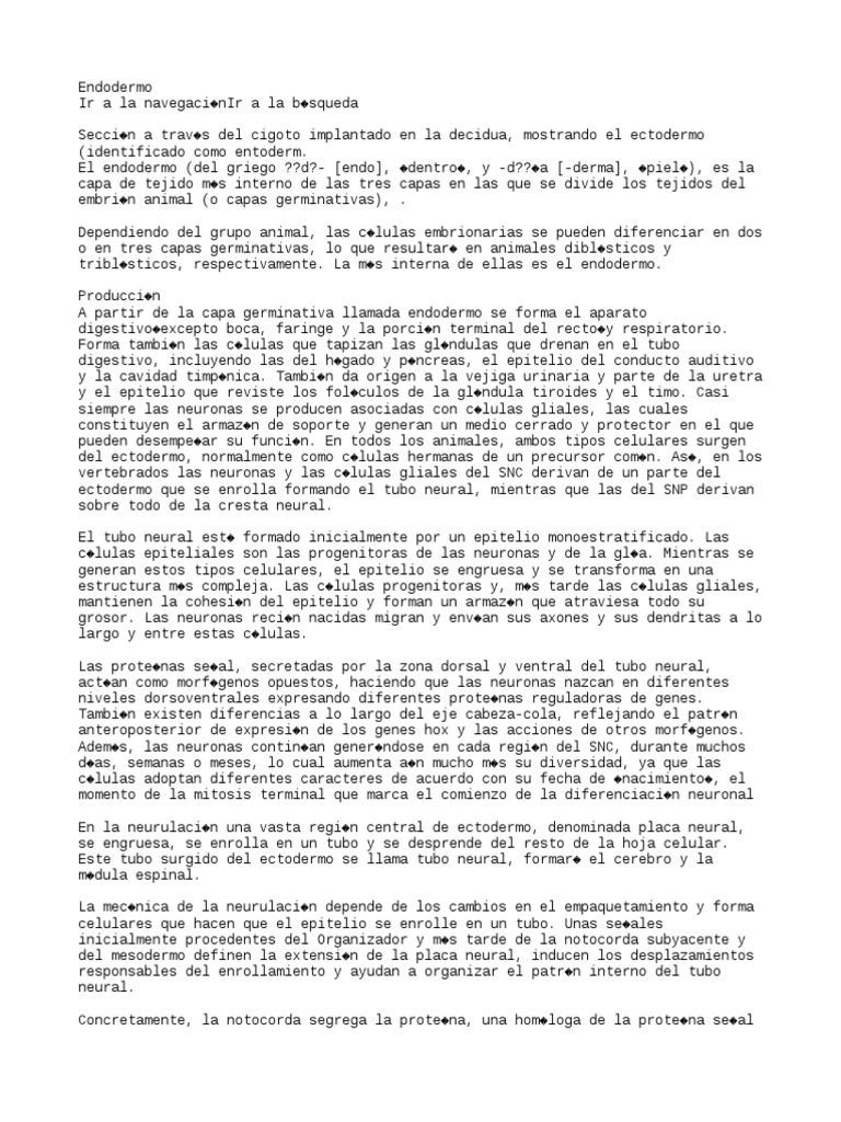 Endodermo | PDF | Tejido (biología) | Sistema nervioso