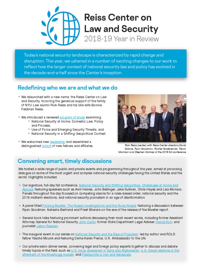 Reiss Center - 2018-19 Year in Review | PDF | National Security ...