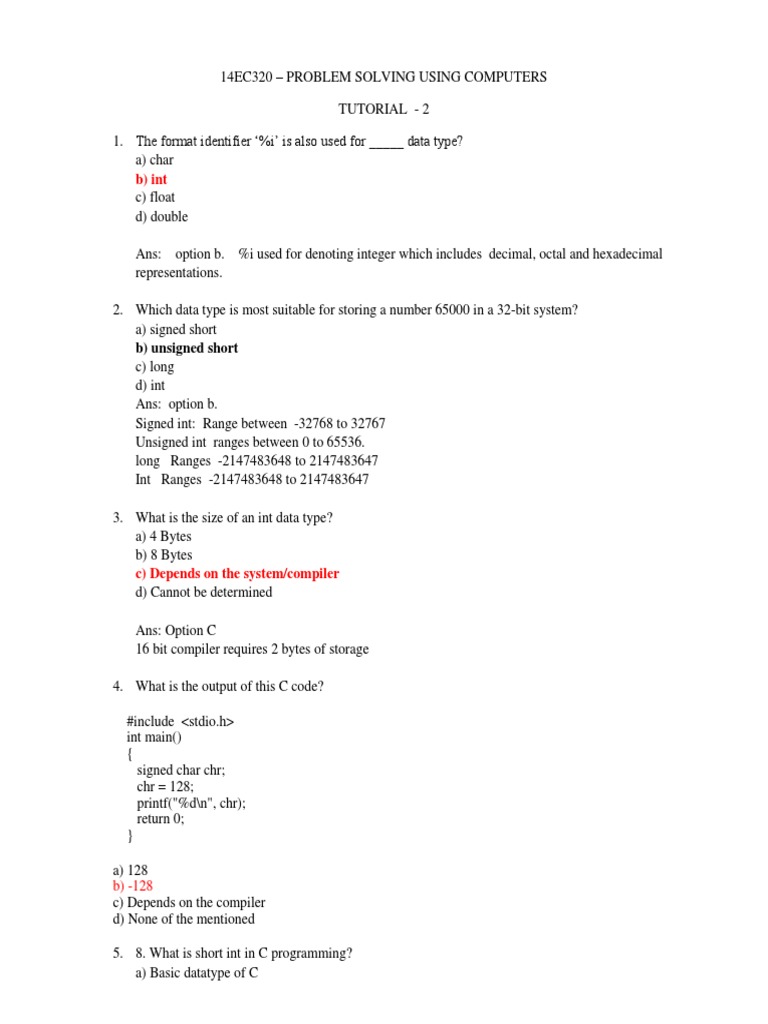 Quiz 1 | PDF | C (Programming Language) | Integer (Computer Science)