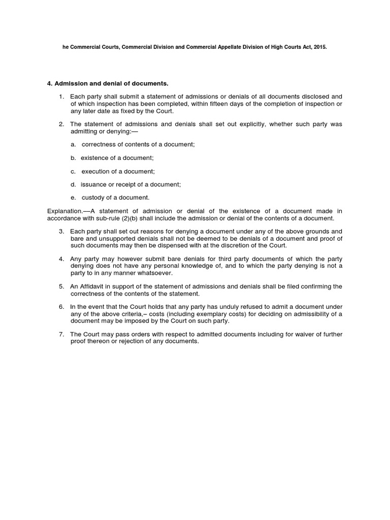Admission Denial of Documents | PDF