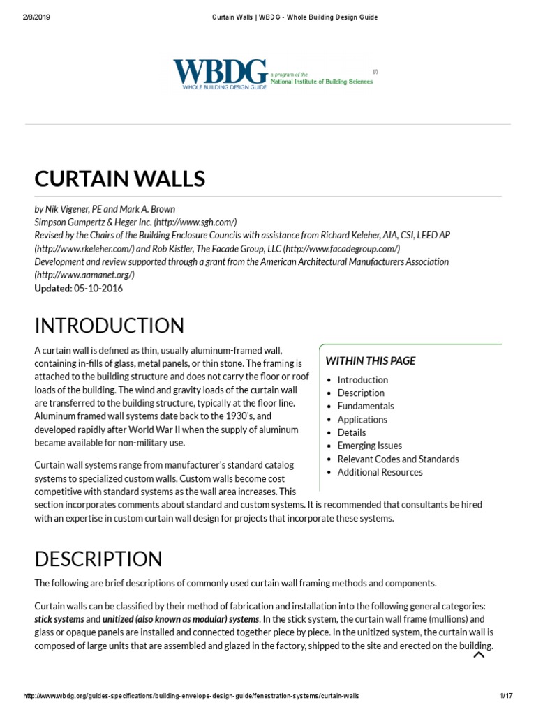 Curtain Walls - WBDG - Whole Building Design Guide | PDF | Wall ...