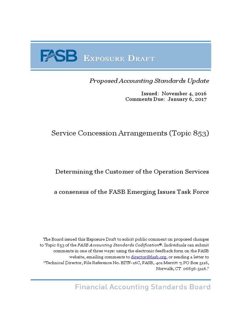Service Concession Arrangements (Topic 853) : Proposed Accounting ...