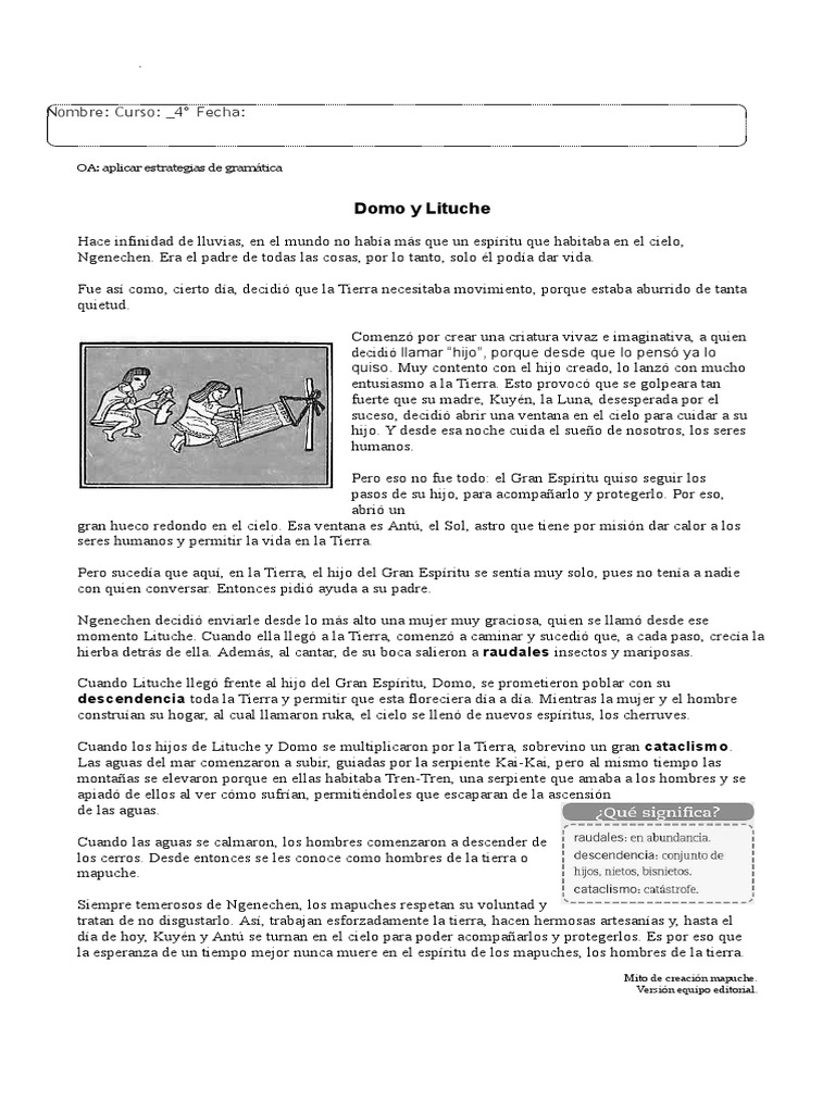 Prueva 4° Lenguaje | PDF
