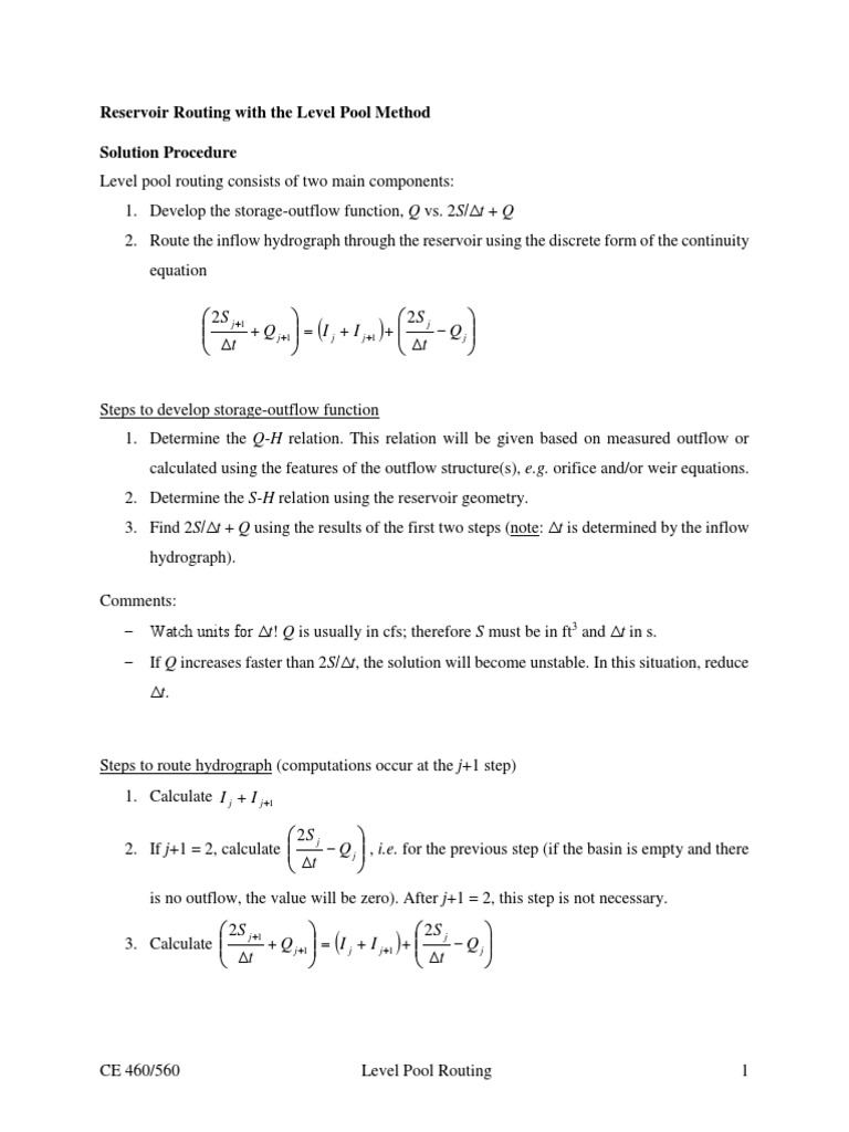 Level Pool Routing Procedure Pdf Discharge Hydrology Computational Science