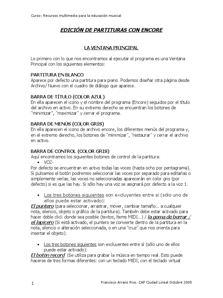 Manual Encore | Descargar gratis PDF | Partituras | Clave