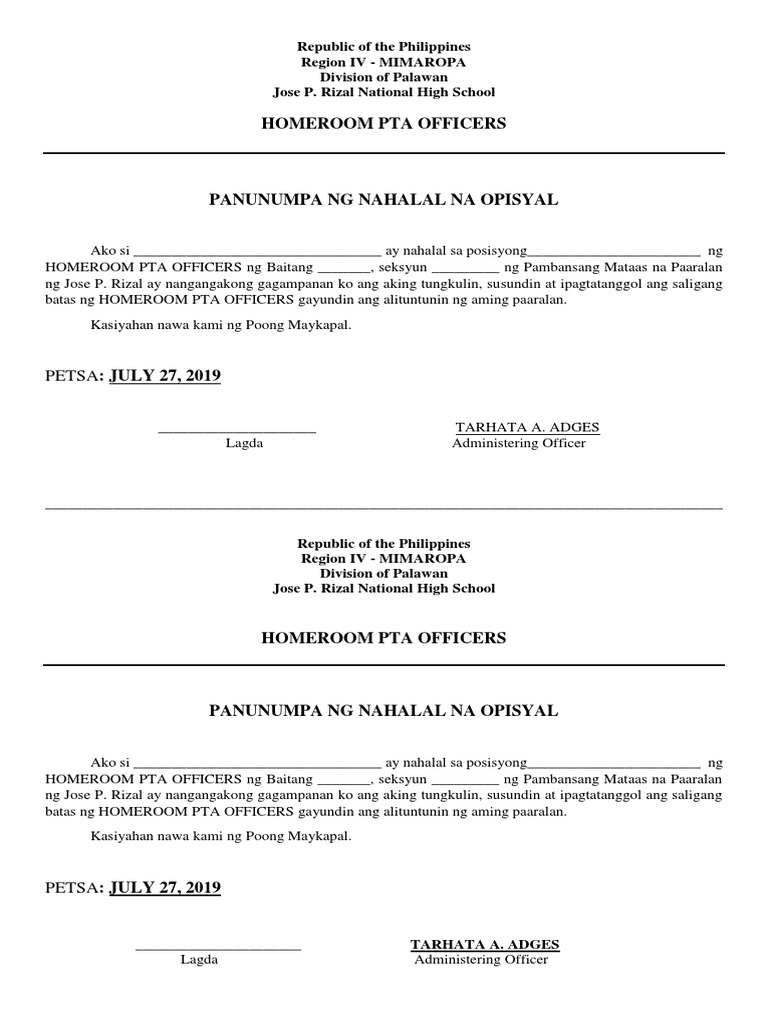Oath Form 2 | PDF