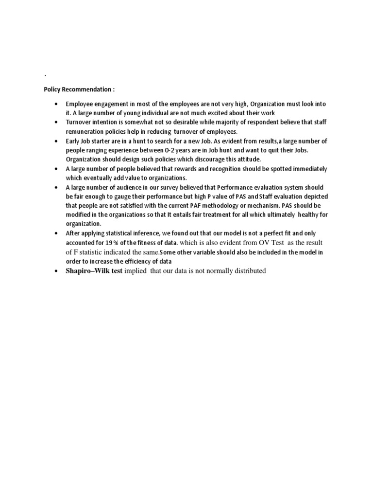 Policy Recommendation:: Which Is Also Evident From OV Test As The ...