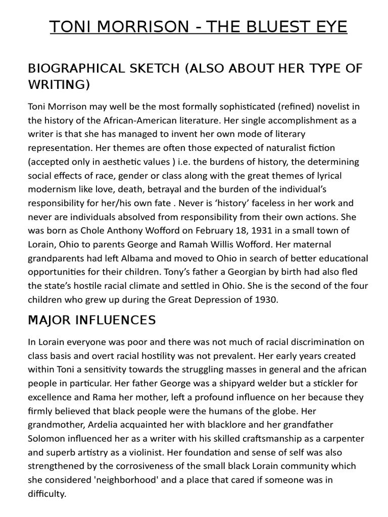 The Bluest Eye - Toni Morrison | PDF | Slavery | Africa