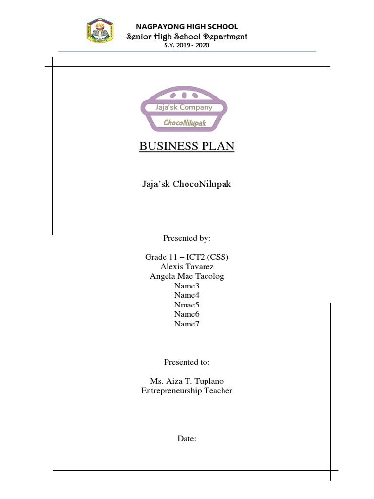 Business Plans Examples Pdf