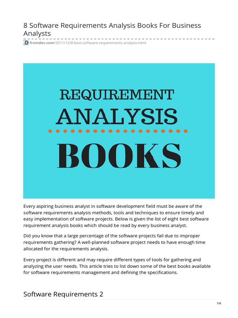 8 Software Requirements Analysis Books For Business Analysts | PDF | Use Case | Systems Theory