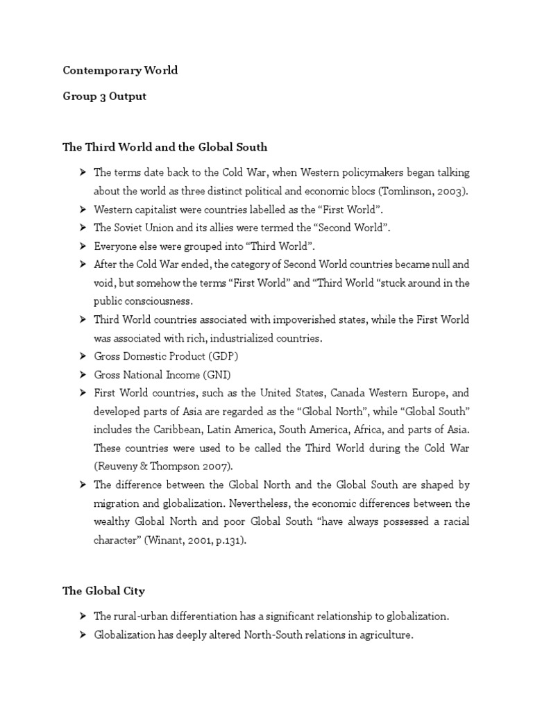 Contemporary World Group 3 Output | PDF | Modernization Theory | Third ...