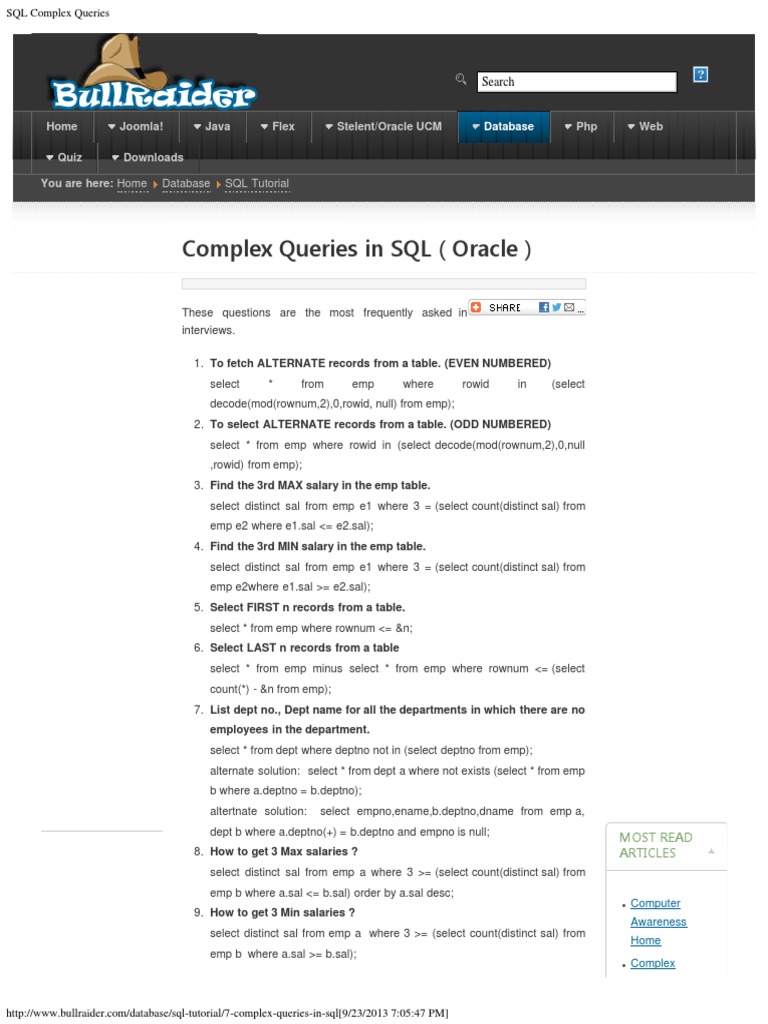 SQL Complex Queries | PDF | Sql | Computer Data