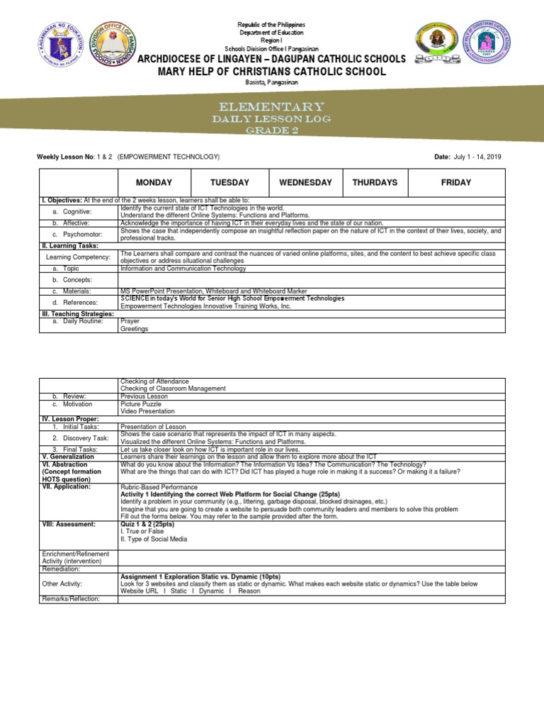 Mary Help of Christians Catholic School: Elementary | PDF | Educational ...