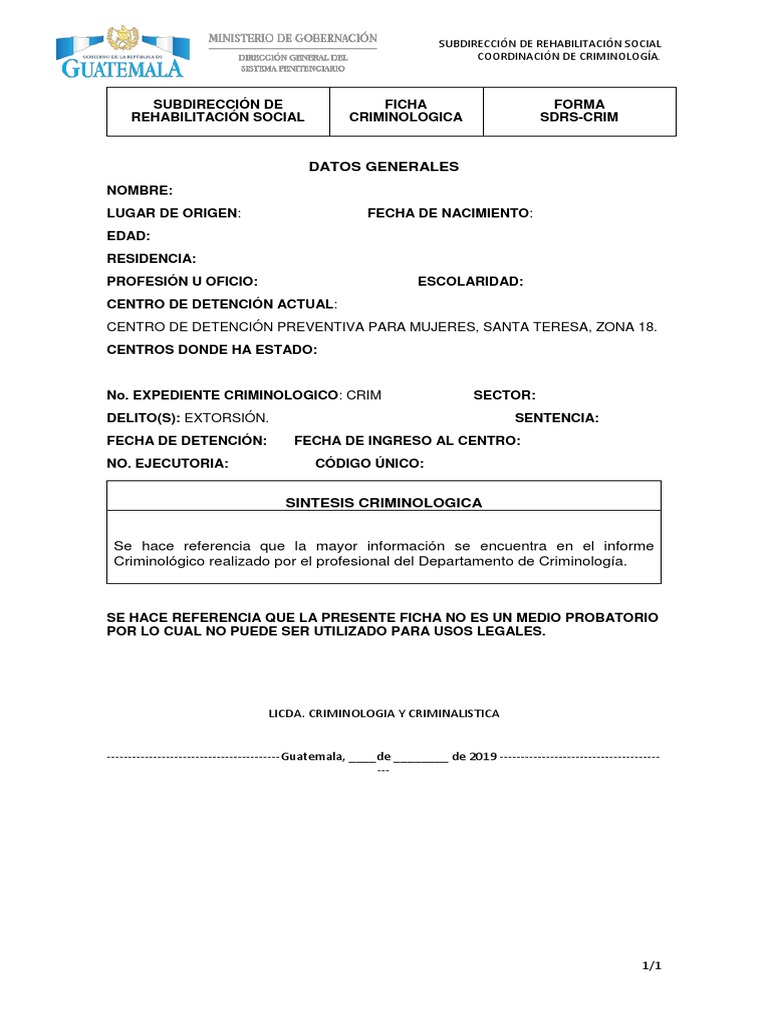 Formato de Ficha Criminologica | PDF