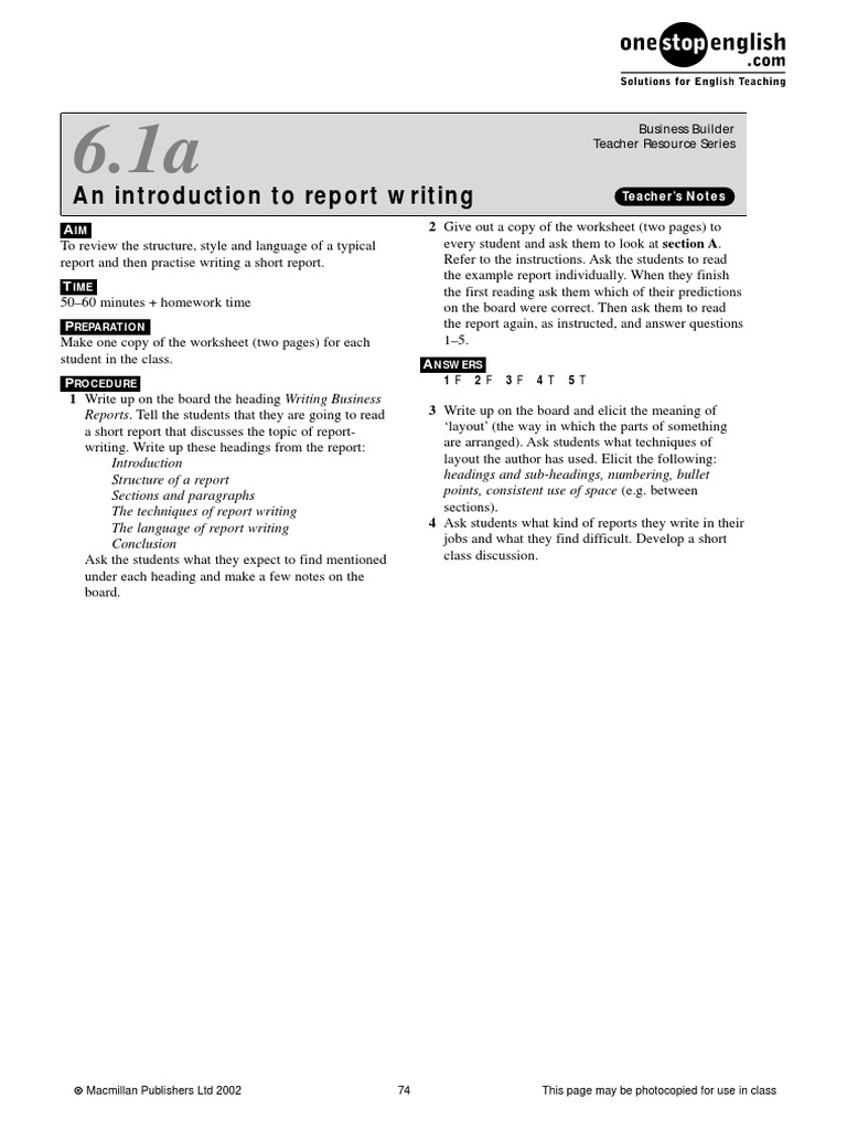 Business Builder Unit 6 Report Writing | PDF | Question | Paragraph