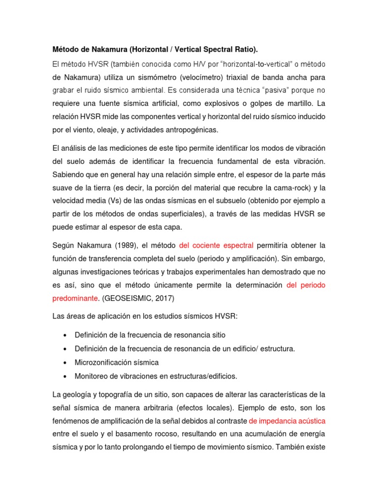 Método de Nakamura y su Robustez | PDF | Temblores | Densidad espectral