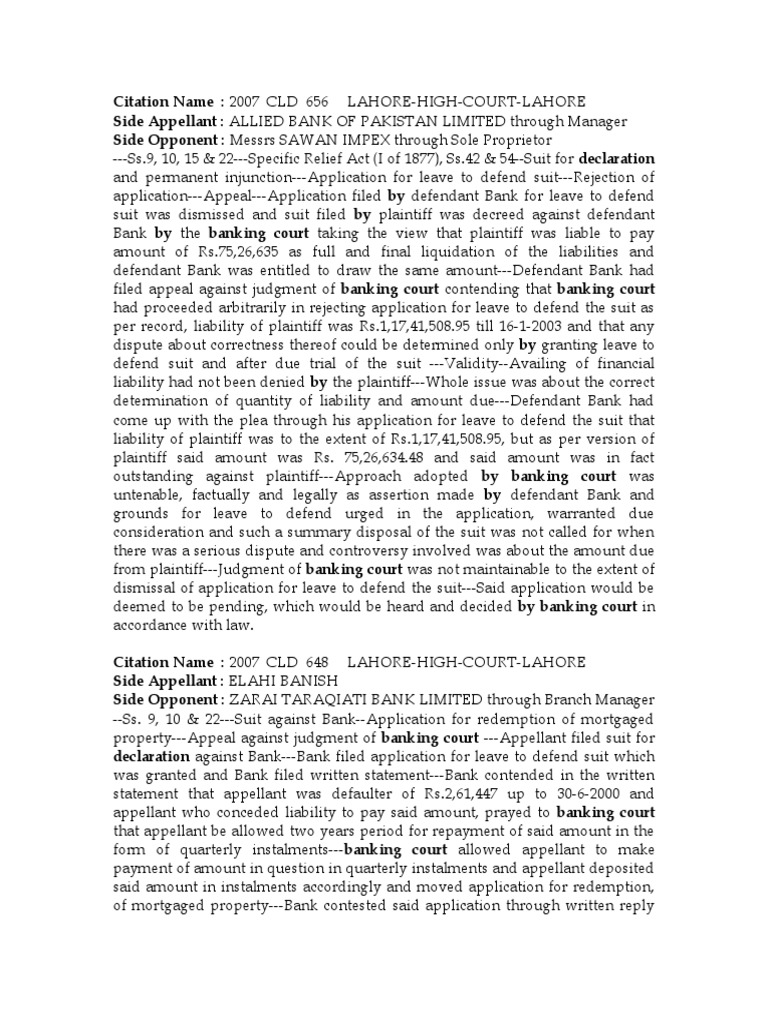 Declaration by Banking Court | PDF | Lawsuit | Judgment (Law)