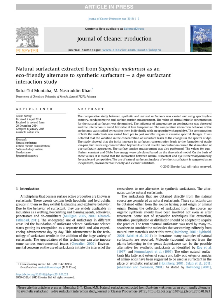 Mun Taha 2015 | PDF | Sodium Dodecyl Sulfate | Surfactant
